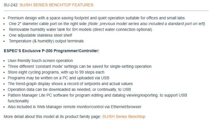 ESPEC SU-242 항온챔버 벤치탑 온도,습도 챔버 에스펙